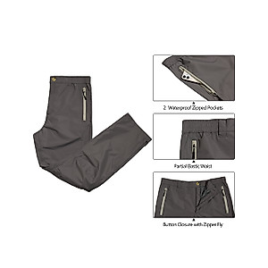 Little Donkey Andy Men's Waterproof Lightweight Rain Pants Breathable Windproof Hiking Golf Fishing Pants Pewter L