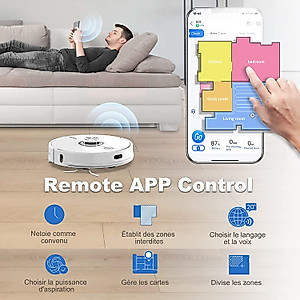 N2 Robot Vacuum with Self-Emptying, Wi-Fi Connected, Compatible with Alexa, Lidar Navigation, Sweep, Mop & Vacuum 3 in 1 Robot Vacuum Cleaner, Carpet & Hard Floor, Ideal for Pet Hair, Carpets White3