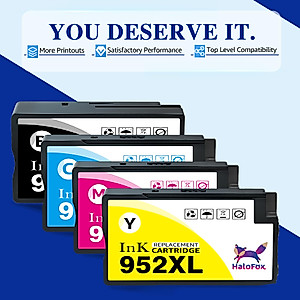 HaloFox Remanufactured Ink-Cartridge Replacement for HP 952 XL 952XL with Updated Chips for HP OfficeJet Pro 8710 8720 7720 7740 8740 8715 8730 8725 8702 8216 8210 Printer Ink (4-Pack)