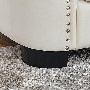 EMKK Modern Chesterfield Velvet Sofa 2-Seater Couches Upholstered Tufted Backrests with Nailhead Arms Loveseat and 2 Cushions for Living Room, Apartment, Office,Bedroom Mid Century, F-Beige