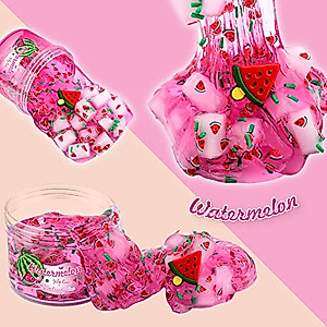 Keemanman Slime Kit - 3 Pack Jelly Cube Clear Crunchy Slime with Stitch, Watermelon and Pineapple Charms, Preppy and Aesthetic Stuff, Cute Stress Toys and Cool Birthday Gifts Ideas for Girls and Boys