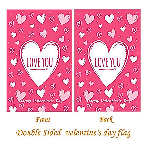 Akeydeco Valentine's Day Flag,28x40 Inch Valentine's Heart Garden Flag with Two Grommets Double Sided Printing 2 Layer Burlap Valentine Flags for Your Valentine's Day Decoration