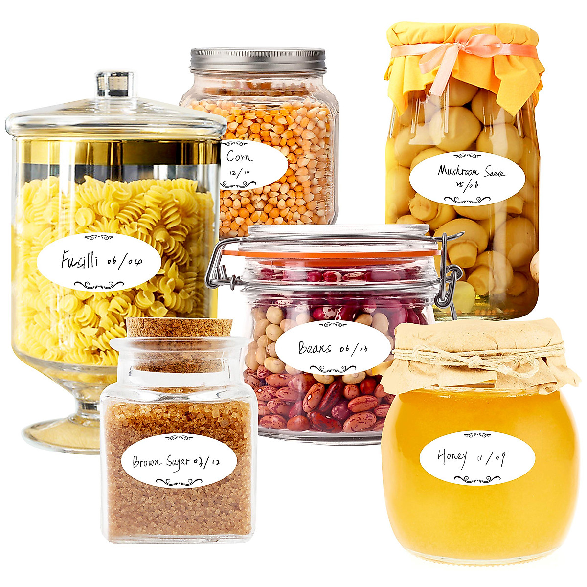 500 Removable Freezer Pantry Canning Labels Set Water Oil Resistant with Perforation Line for Food Containers Jars Kitchen Restaurant Storage Organization