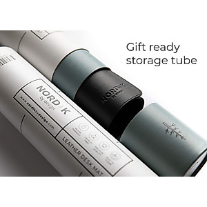 Nordik Leather Desk Mat Cable Organizer (Pebble Black 35 X 17 inch) Premium Extended Mouse Mat for Home Office Accessories - Felt Vegan Large Leather Desk Pad Protector & Desk Blotter Pads Decor