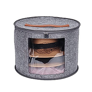 Goklmn Large Hat Box Travel,Foldable Hat Boxes with Lids, Decorative Closet Organizer For Women and Men,Suitable for Various Types of Hats,15.7 x11 Inch,Gray