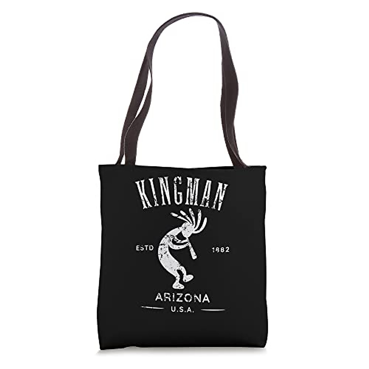 Kingman Arizona Dancing Kokopelli Distressed Design Tote Bag