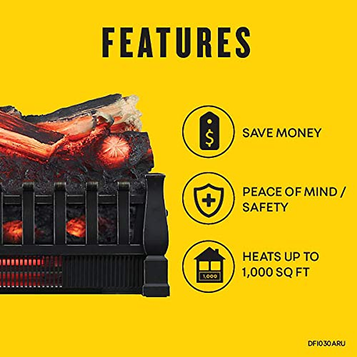 Duraflame DFI030ARU Infrared Quartz Set Heater with Realistic Ember Bed and Logs, Black