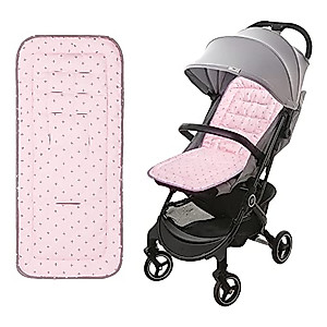 Baby Stroller Seat Liner Kids Pushchair Seat Cushion Mat Universal Breathable Stroller Liner Insert Stroller Cushion Pad Thick Cotton Stroller Liner Seat Pad Cover for (Pink&Gray)