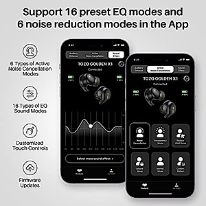 TOZO Golden X1 Wireless Earbuds Balanced Armature Driver and Hybrid Dynamic Driver, Bluetooth Headphones OrigX Pro, LDAC & Hi-Res Audio Wireless, Environment & Active Noise Cancellation Headset Black