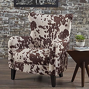 Christopher Knight Home Arabella Classic Velvet Club Chair, Milk Cow / Dark Brown
