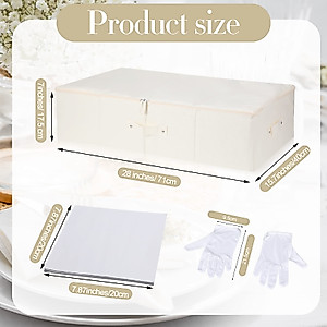 Glenmal Wedding Dress Preservation Box Kit Wedding Dress Storage Box with 1 Pair Microfiber Gloves and 100 Sheets of Acid Free Tissue Paper for Storage Wedding Dress Gown Bride, 28 x 15.7 x 7 Inches