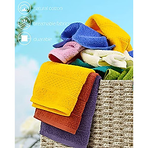 Cleanbear Wash Cloths for Your Body 24-Pack Washcloths Soft Cotton Face Cloths, Large Shower Wash Cloth Set (8 Colors 13” x 13”) 100% Cotton Small Towels for Bathrooms and Guestroom