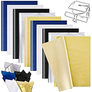 Bolsome 100 Sheets 20 * 14 Inches Christmas Tissue Paper for Gift Wrapping, Gold Silver White Black Navy Blue Tissue Paper for Gift Bags for Birthday Christmas Graduation Party DIY Craft