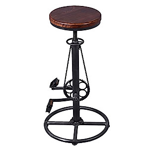 Set of 2 Industrial Bar Stool-Swivel Vintage Coffee Kitchen Dining Island Chair-Bike Pedal Footrest-Extra Tall Pub Height Adjustable 29-37"