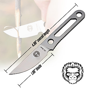 Neck Knife | Fixed Blade Utility Knife D2 W Sheath | Belt Clip Bushcraft Outdoor Knife |Full Tang Tactical Survival Knife Kit (Silver)