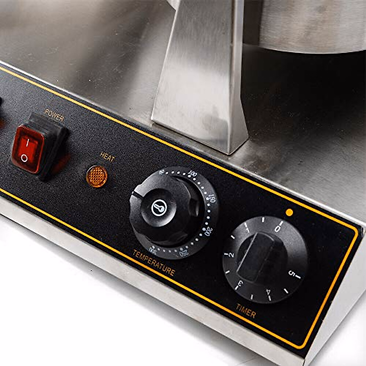 GUANG Commercial Waffle Maker, 2600W Double Head Stainless Steel Waffle Rotating Maker Machine Non-stick Round Waffle Cake Baker Pan