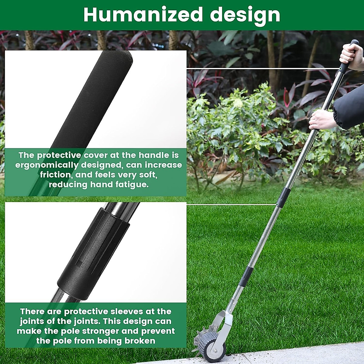 KYEEN-TOOLS Wheel Rotary Manual Edger Lawn Tool, Hand Edger Lawn Tool Made of Stainless Steel, Adjustable Length, Ideal for Precise Grass Trimming Along Sidewalks, Garden, Driveways, and Flower Bed