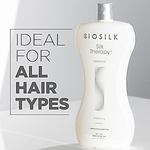 BioSilk Silk Therapy Shampoo, Gentle Hair Cleanser Delivers Healthy & Shiny Hair, Great For All Hair Types, Sulfate, Paraben, & Cruelty-Free, 34 Oz