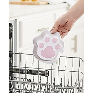 LE TAUCI Cat Food Bowl Ceramic, 8 Oz Small Shallow Cat Food Dishes for Indoor Cats, Cat Water Bowl, Relief Whisker Fatigue Cat Bowls, Cute Paw Shaped Kitten Bowls, Cat Plates, Small Animal Food Bowl