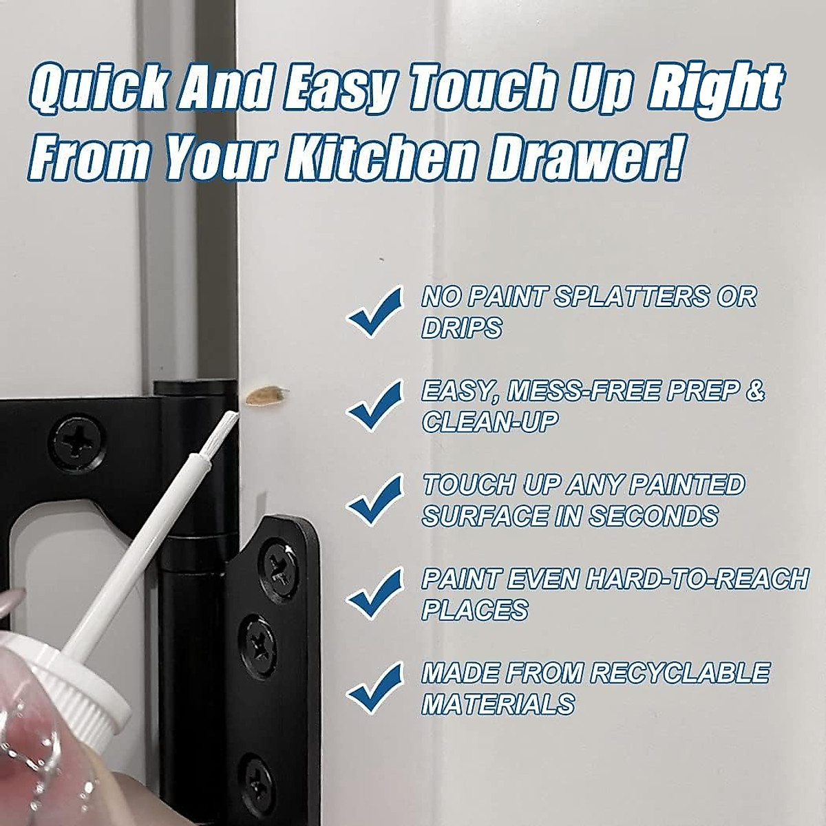 cocomfix White Touch Up Paint, Multi Surface Touch Up Paint Pen, Interior & Exterior Scratch Repair for Wall, Door, Cabinets, Wood, Furniture, Water Based & Low Odor. 1.5 Fl Oz (Perfect White)