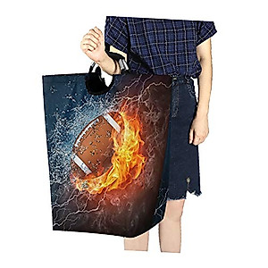 ALAZA American Football Fire Water Laundry Basket Hamper Large Storage Bin with Handles for Gift Baskets, Bedroom, Clothes