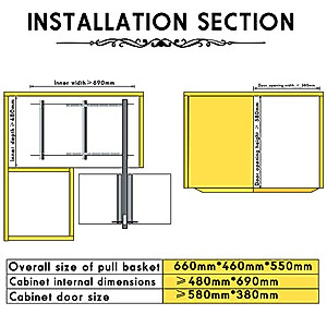 Blind Corner Cabinet Pull Out, 15in opening Soft Close Heavy Duty Kitchen Corner Cabinet Organizer, 4 chrome plated storage baskets, for cabinets Minimum size: 18.89"D*27.16"W*22.83"H