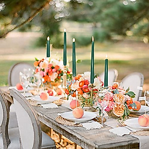 NIKY 10 inch Green Taper Candles for Christmas Spring, Set of 12 Unscented Dripless Candlesticks - 8 Hours Long Burning for Home Decor, Wedding, Parties and Special Occasions