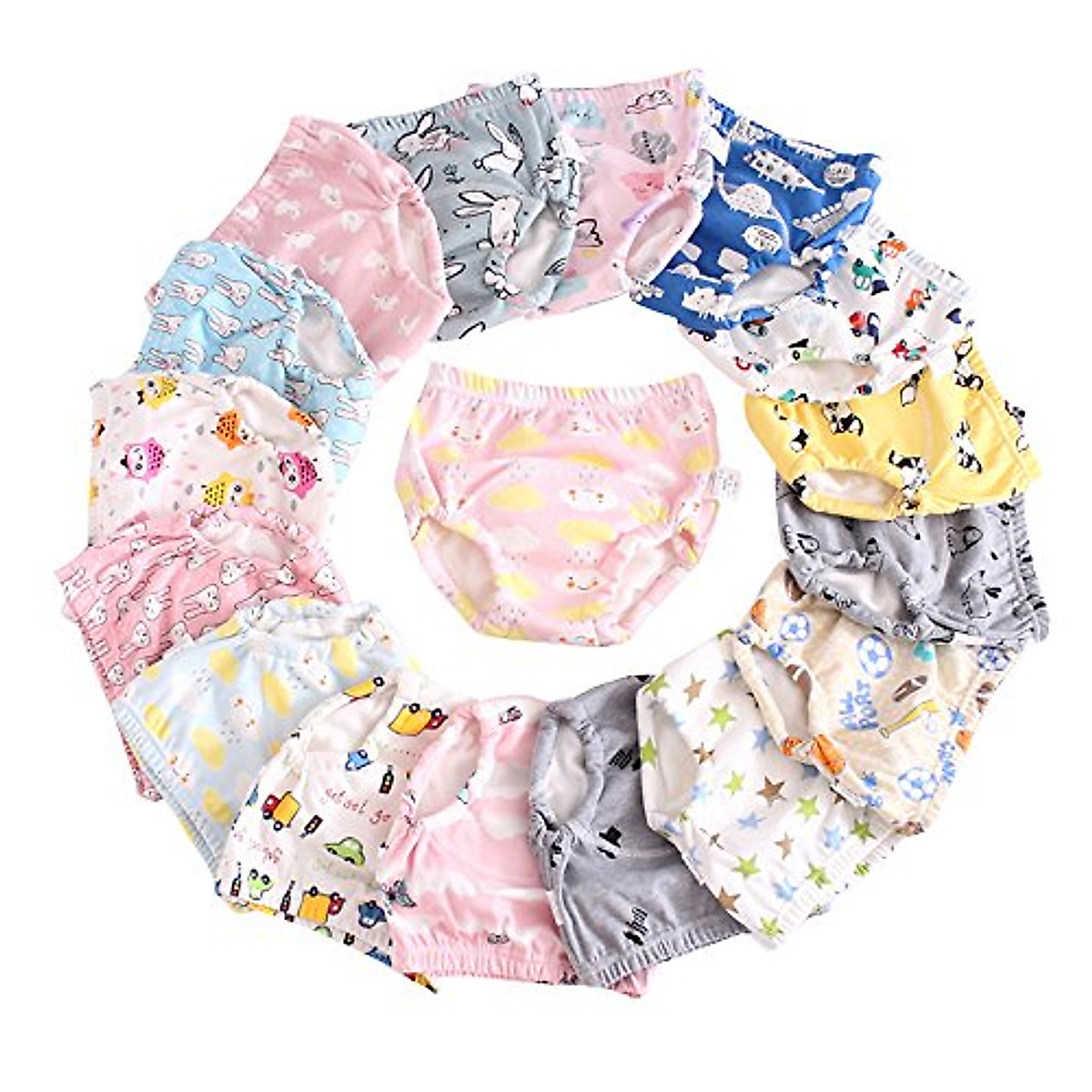 Orinery Unisex Cotton Reusable Potty Training Underwear Breathable Toddler Boys and Girls Pee Training Underpants Waterproof Training Pants 6-Pack (XT-G, 1-2T)