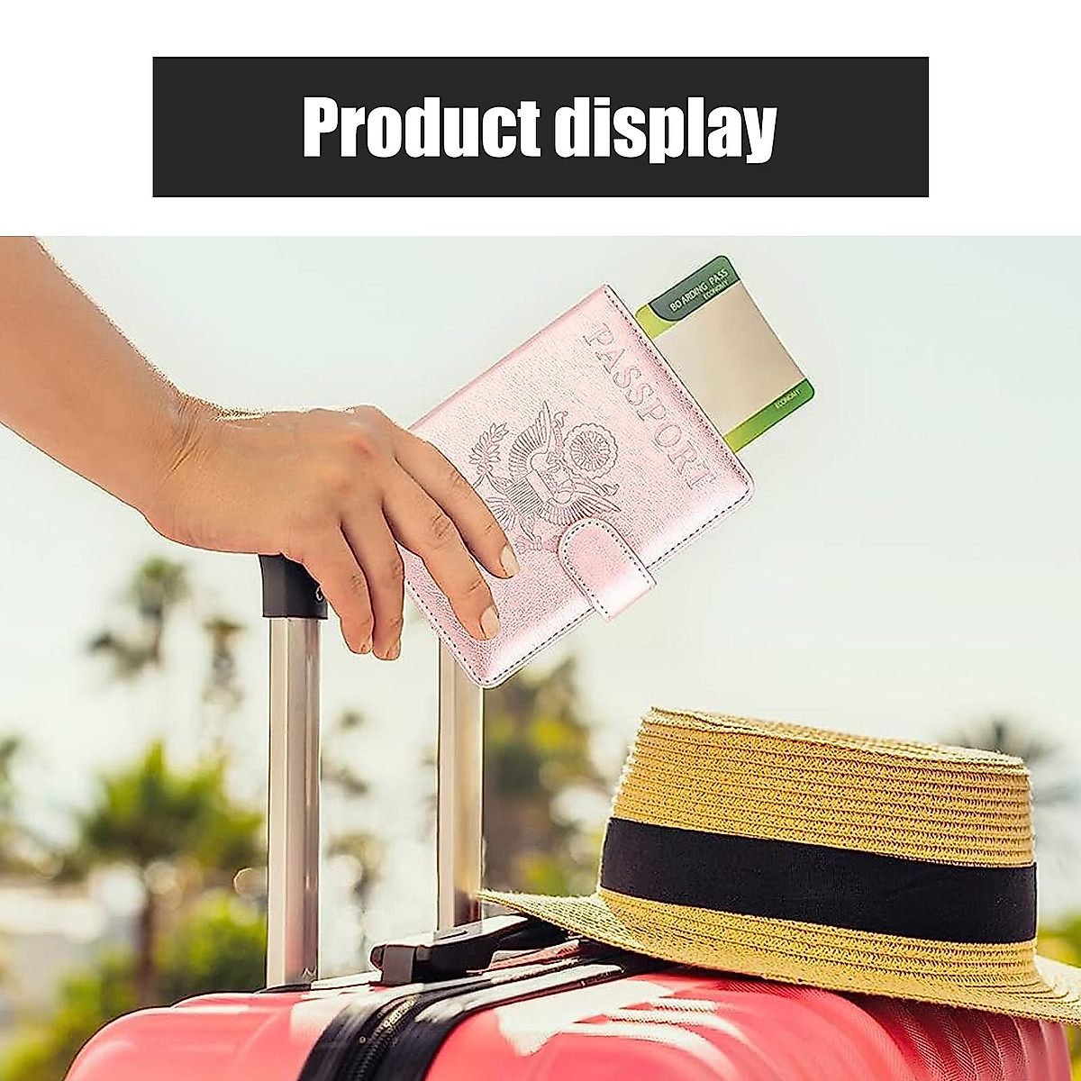 gunhunt Pack-1 Passport and Vaccine Card Holder Combo, PU Leather Functional Travel Document Cover Case, Multiple Card Slots Hold Passport, Air Ticket, Bank Card, ID Card, Credit Card (Pink)