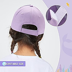 Baby Girls Baseball Cap Toddlers Baseball Hat Baby Girls Snapback Cap Adjustable Trucker Cap for Kids Ages 4-8 Years Girls Cute Visor Hat with Mermaid