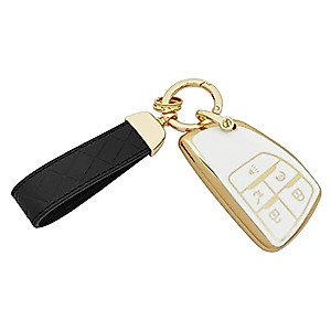 TPU Protective Key Fob Cover Case Compatible with GMC Yukon Buick Envision 2021 2022 Chevrolet Suburban Tahoe Keyless Entry Remote Key Fob (White)