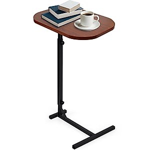 WHEARTED Small Side Table for Small Spaces, C Shaped End Table Slide Under Sofa Couch and Bed, Height Adjustable C Table End Table with Metal Frame for Living Room, Bedroom, Bathroom Brown