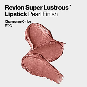 Revlon Super Lustrous Lipstick, High Impact Lipcolor with Moisturizing Creamy Formula, Infused with Vitamin E and Avocado Oil in Nude / Brown Pearl, Champagne on Ice (205)