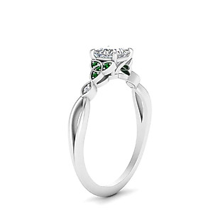 55Carat Celtic Knot Split Diamond Ring 925 sterling silver Created Princess Princess shape Green color Petite Engagement Rings pave Setting in Size 10 Party Wear Daily Wear Ornament