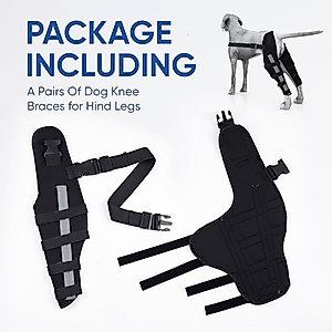 NATUYA Dog Knee Brace for Torn ACL Hind Leg, CCL, Luxating Patella, Dog Leg Braces with Side Stabilizers - Better Recovery and Prevent Licking, Relieves Joint Pain (Black, M)