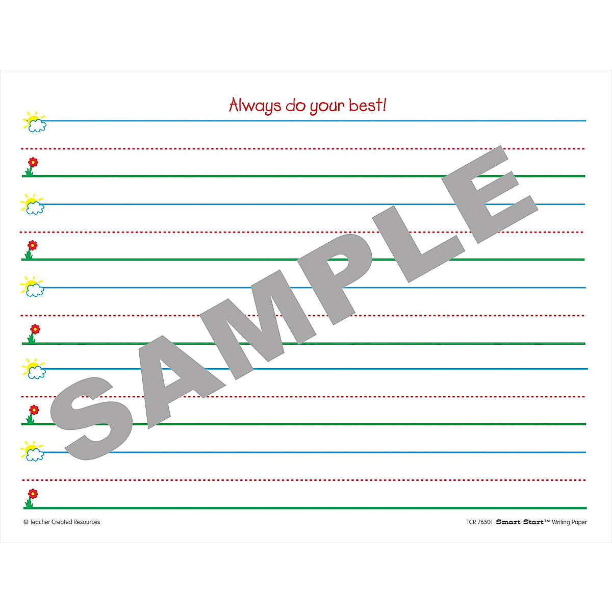 Teacher Created Resources 76501 Smart Start K-1 Writing Paper: 100 sheets, White
