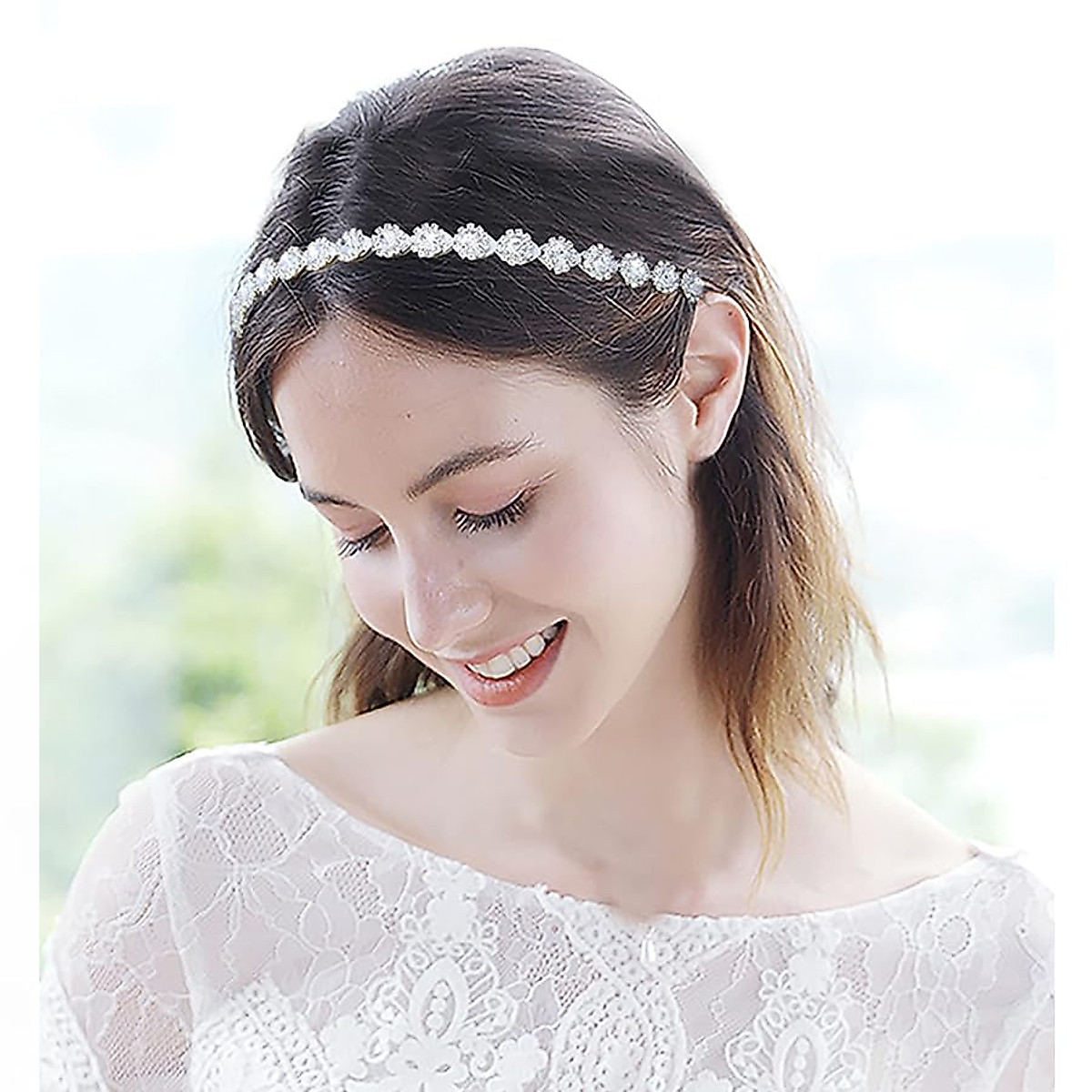 Crystal Wedding Headband Bridal Headpiece Hair Jewelry for Brides and Bridesmaids Silver