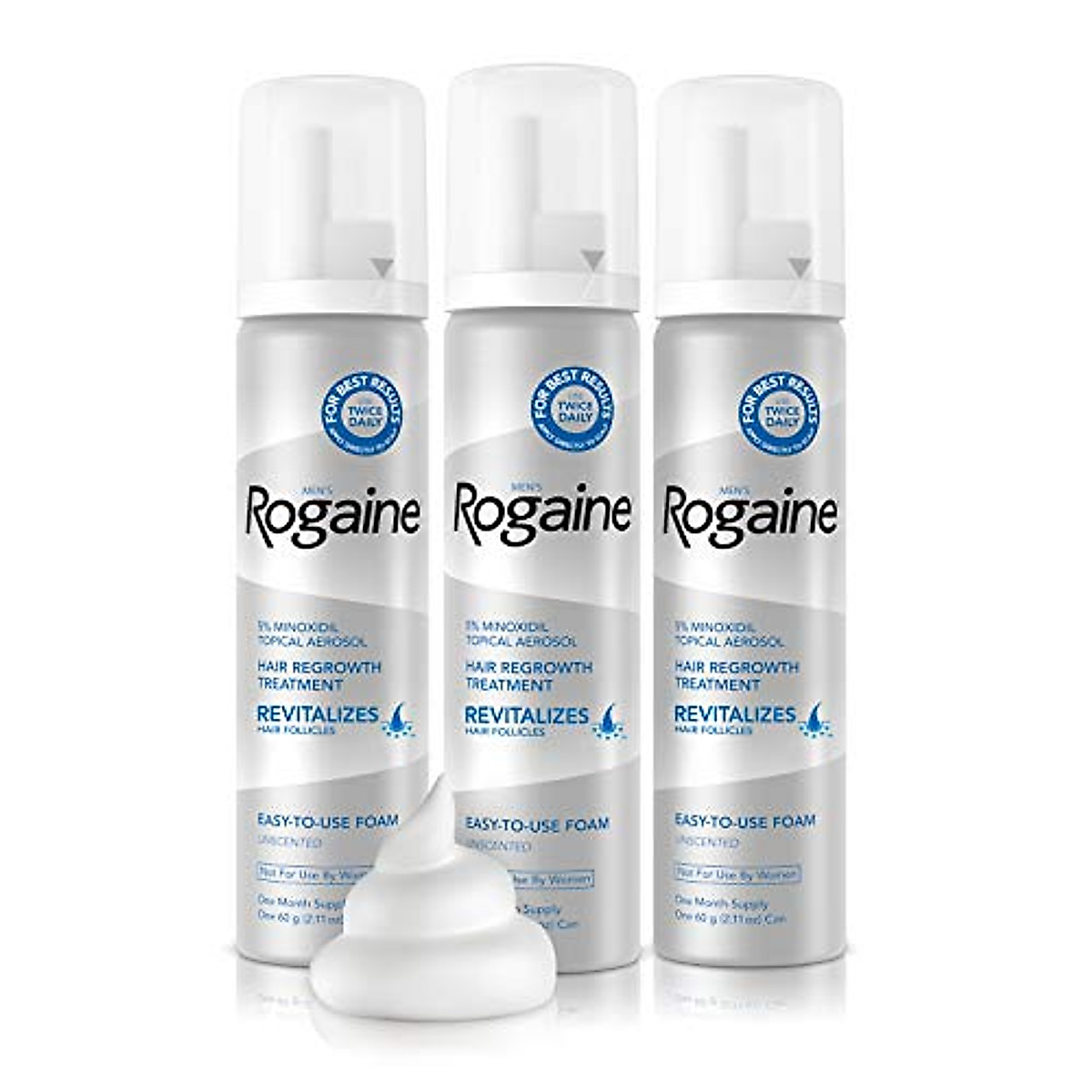 Men's Rogaine 5% Minoxidil Foam for Hair Loss and Hair Regrowth, Topical Treatment for Thinning Hair, 3-Month Supply