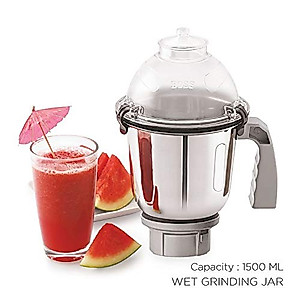 BOSS Excel Pro 3-Jar Mixer Grinder Kitchen Grinding Genius 750 Watt Powerful Motor, 3 Variable Speed with Incher, 110V