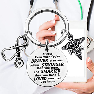 Physicians Assistant Gifts PA Keychain Physician Assistant Graduation Gift PA Student Inspiration Gifts You are Braver Stronger Smarter Than You Think (keychain PA)