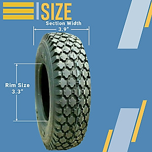Two New 4.10/3.50-6 Stud Tires with Tr87 Bent Stem Tubes Cart Dolly 410/350-6, Enhanced Traction and Durability, Complete Tire Solution for Cart and Dolly Enthusiasts