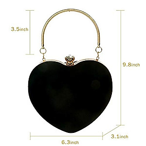 Velvet Heart Shape Clutch Purses for Women Evening Party Tote with Shoulder Chain
