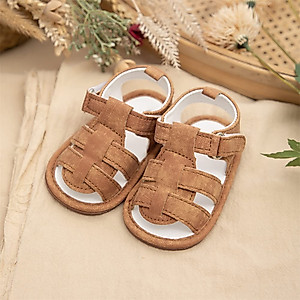 Meckior Baby Infant Boy Girl Sandals Newborn Non-Slip Soft Rubber Sole Sandals for Baby Boys Open-Toe Outdoor Casual Summer First Walkers Shoes