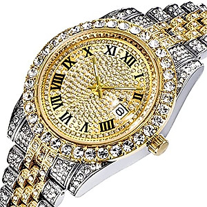Iced-Out Watches for Men with Big Rhinestone Hip Hop Wristwatch