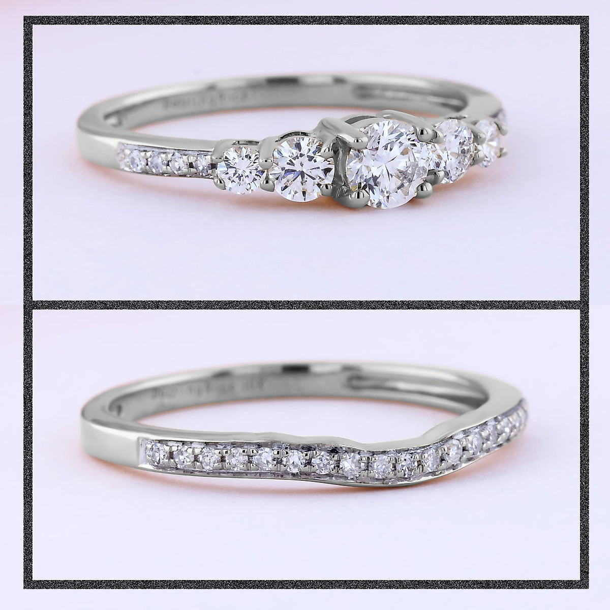 Dazzlingrock Collection Round White Diamond Five Stone Engagement Ring Set for Women (0.45 ctw) in 14K White Gold Size 7