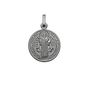 925 Sterling Silver Saint Benedict Charm Pendant Made in italy, 15mm Diameter