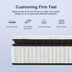 Suiforlun California King Mattress, 12 Inch Gel Memory Foam Hybrid Cal King Mattress in a Box, Medium Firm Pocket Spring Mattresses for Back Pain Relief, 120 Nights Trial