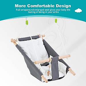 Troispot Comfortable Baby Swing Bed, Secure Canvas and Wooden Hanging Swing Chair for Baby, Infant, Toddler, Kids Toys, Indoor Outdoor Hammock for Indoor Playground, Tree Swings or Backyard, D1