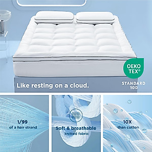Bedsure Breescape Cooling Mattress Topper, Queen Mattress Pad, Extra Thick Soft Quilted Mattress Cover, Pillow Top Mattress Protector with a Deep Pocket Fitted to 8"-21" Mattresses