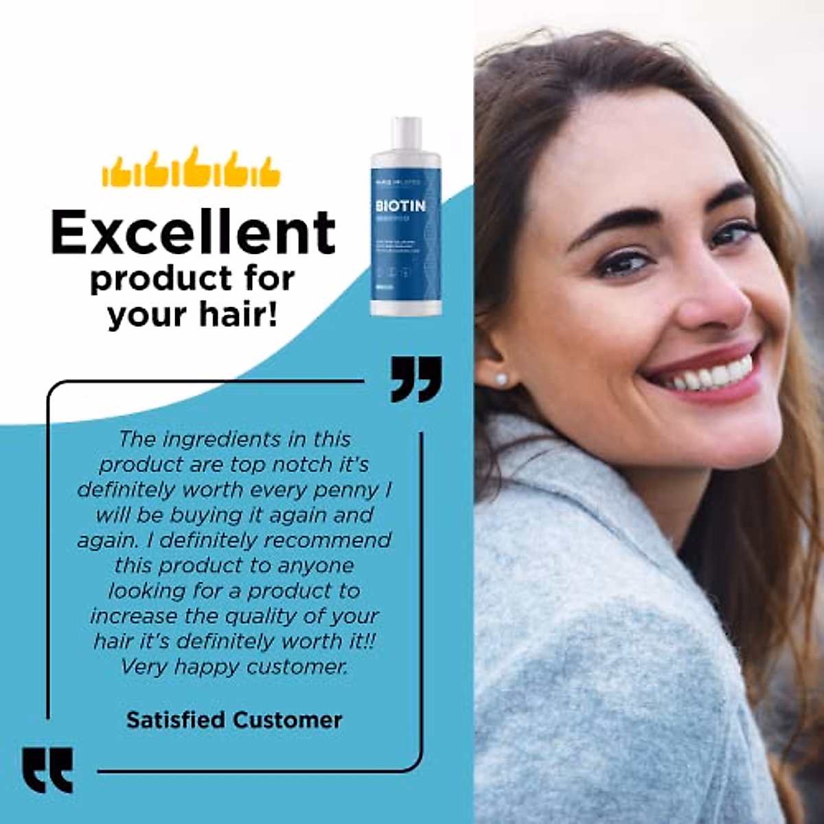 Biotin Hair Shampoo for Thinning Hair - Volumizing Biotin Shampoo for Men and Womens Dry Damaged Hair - Sulfate Free Shampoo with Biotin and Moisturizing Essential Oils over 95% Natural Derived